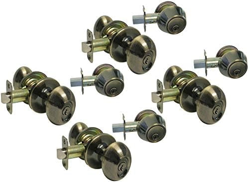 Antique Brass Entry Entrance Oval Egg Shaped Knob Handle with Matching ...