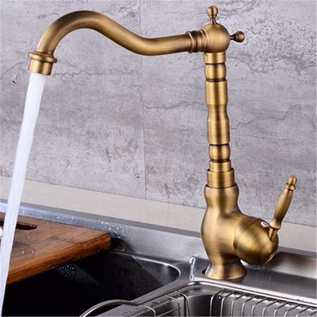 Antique Brass Finished Kitchen Faucet Brass Single Handle Hot and Cold ...