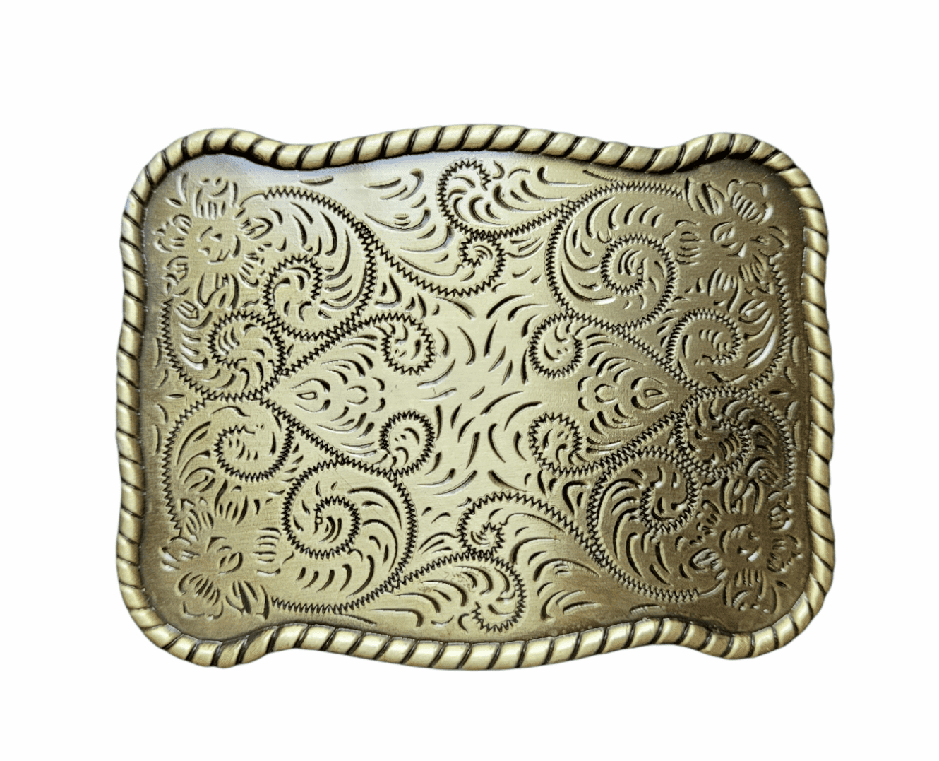 Antique Brass Gold Floral Western Style Plain Metal Belt Buckle Cowboy ...