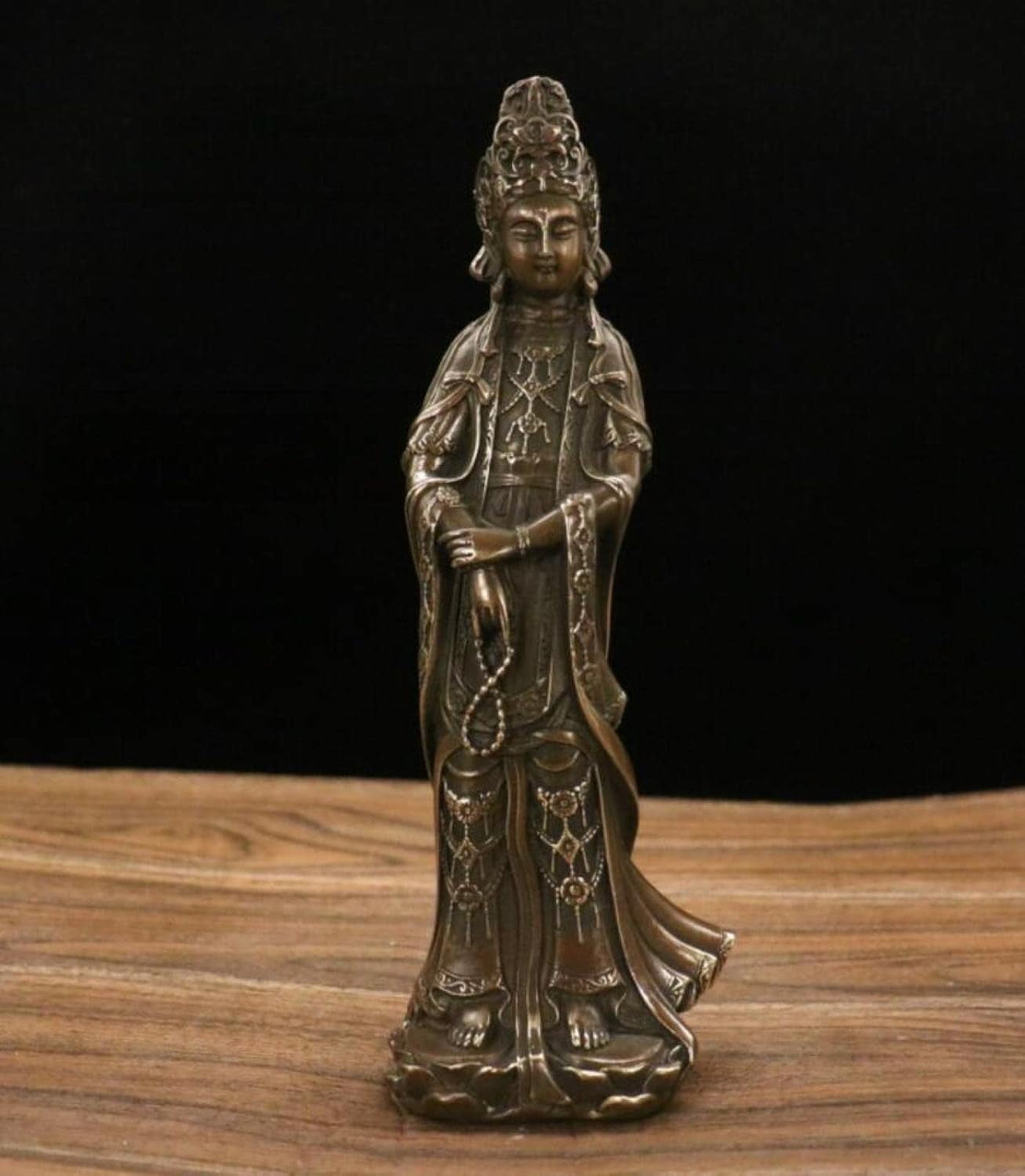Antique Brass Guanyin Bodhisattva Buddha Statue Decorative Handicraft ...