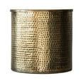 Antique Brass Hammered Metal Round Drum Side End Table with Lid and ...