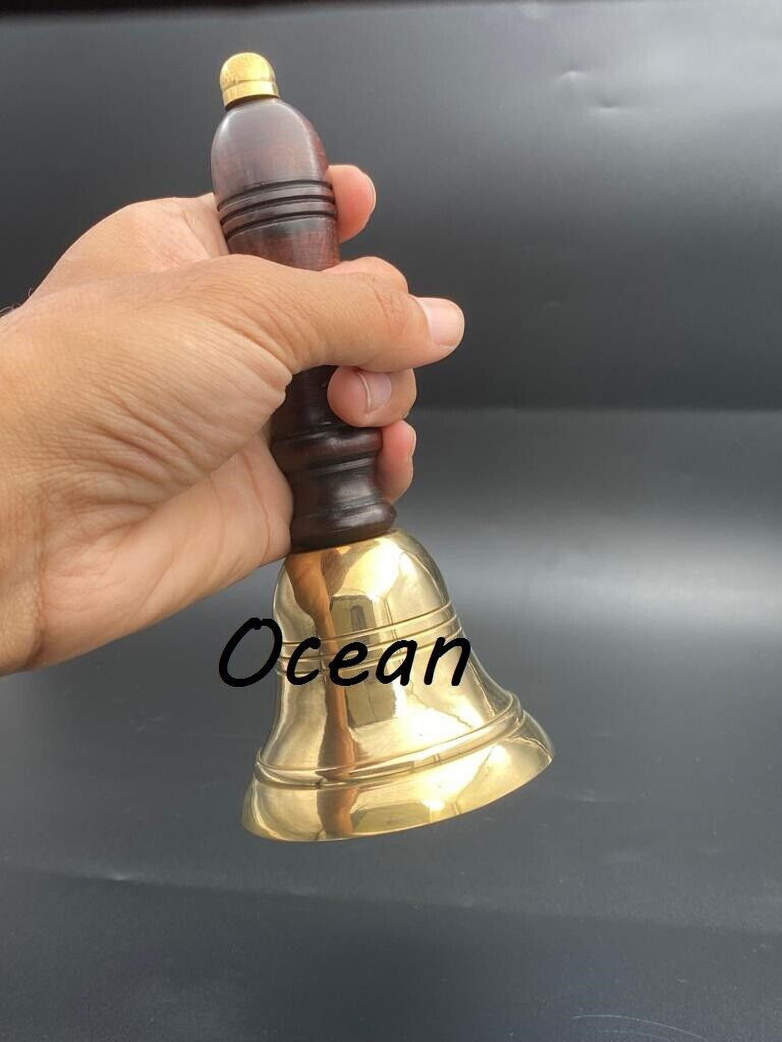 Antique Brass Hand Bell School Call Bell Wooden Handle Bell Ring Bell ...