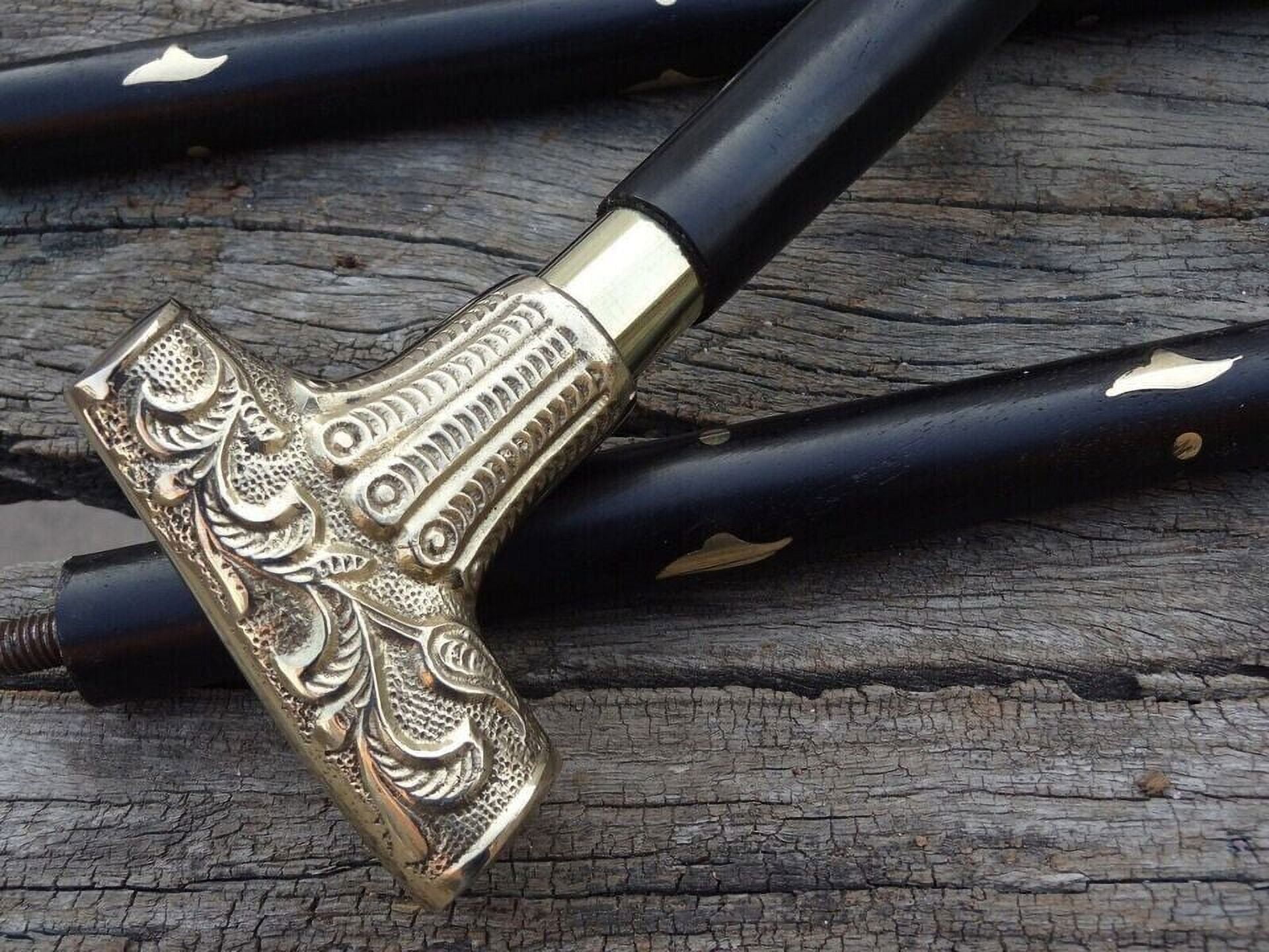 Antique Brass Handle Vintage Style Victorian Wooden Walking Stick Canes ...
