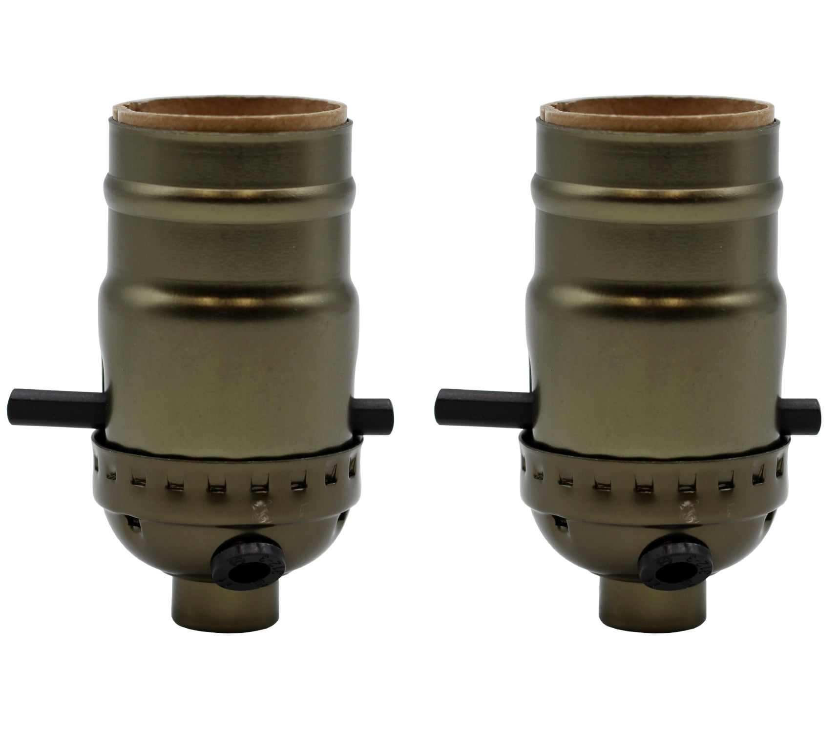 Antique Brass Medium Base Sockets with Push Thru On/Off Switch and Side ...