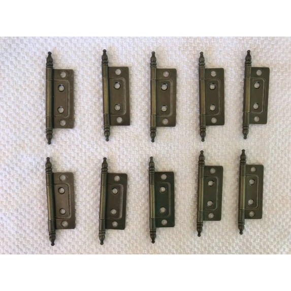 ~Antique Brass~🚪Non-mortise Hinges, Finial Tips (10 Hinge Lot) 2" - W ...
