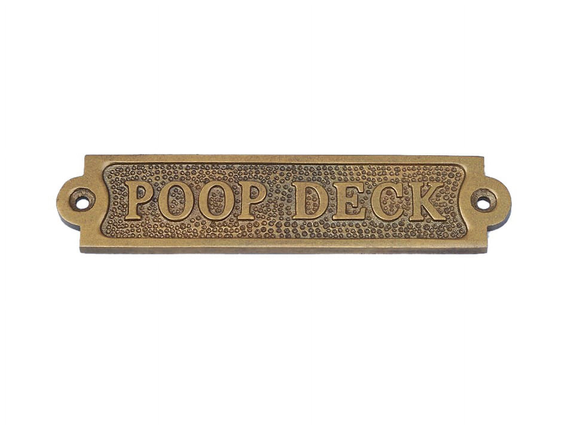 Antique Brass Poop Deck Sign - Poop Deck Sign - Funny Vintage Wall Sign ...