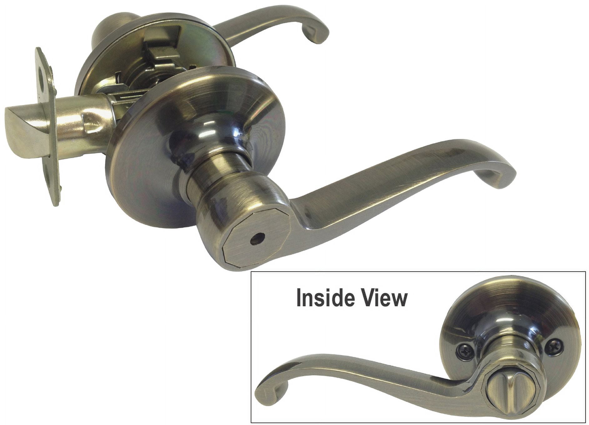 Antique Brass Privacy Lever Lockset for Bedroom & Bathroom, Interior ...