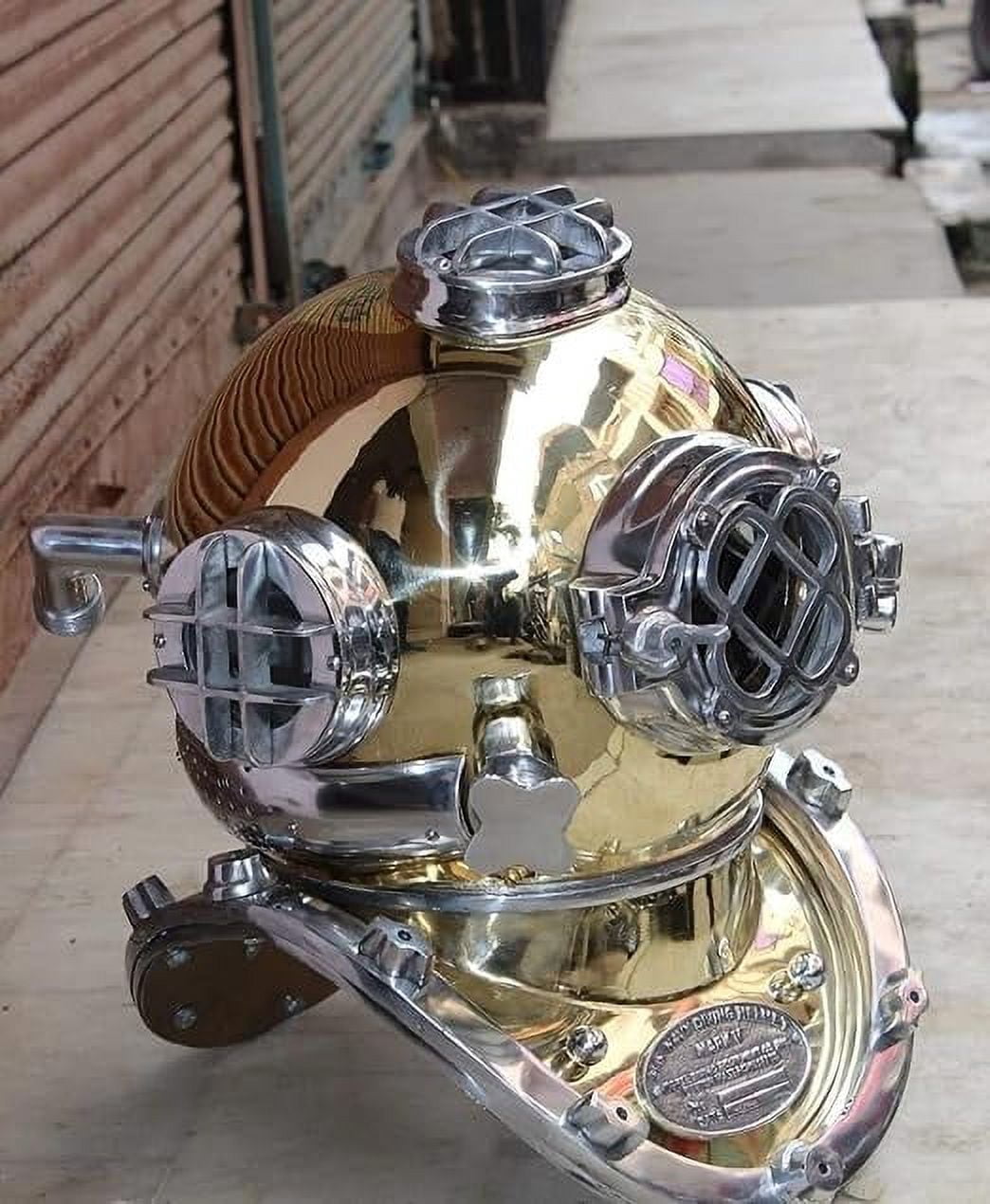 Antique Brass Scuba DEEP Diving Divers Helmet Mark V US Navy Vintage ...