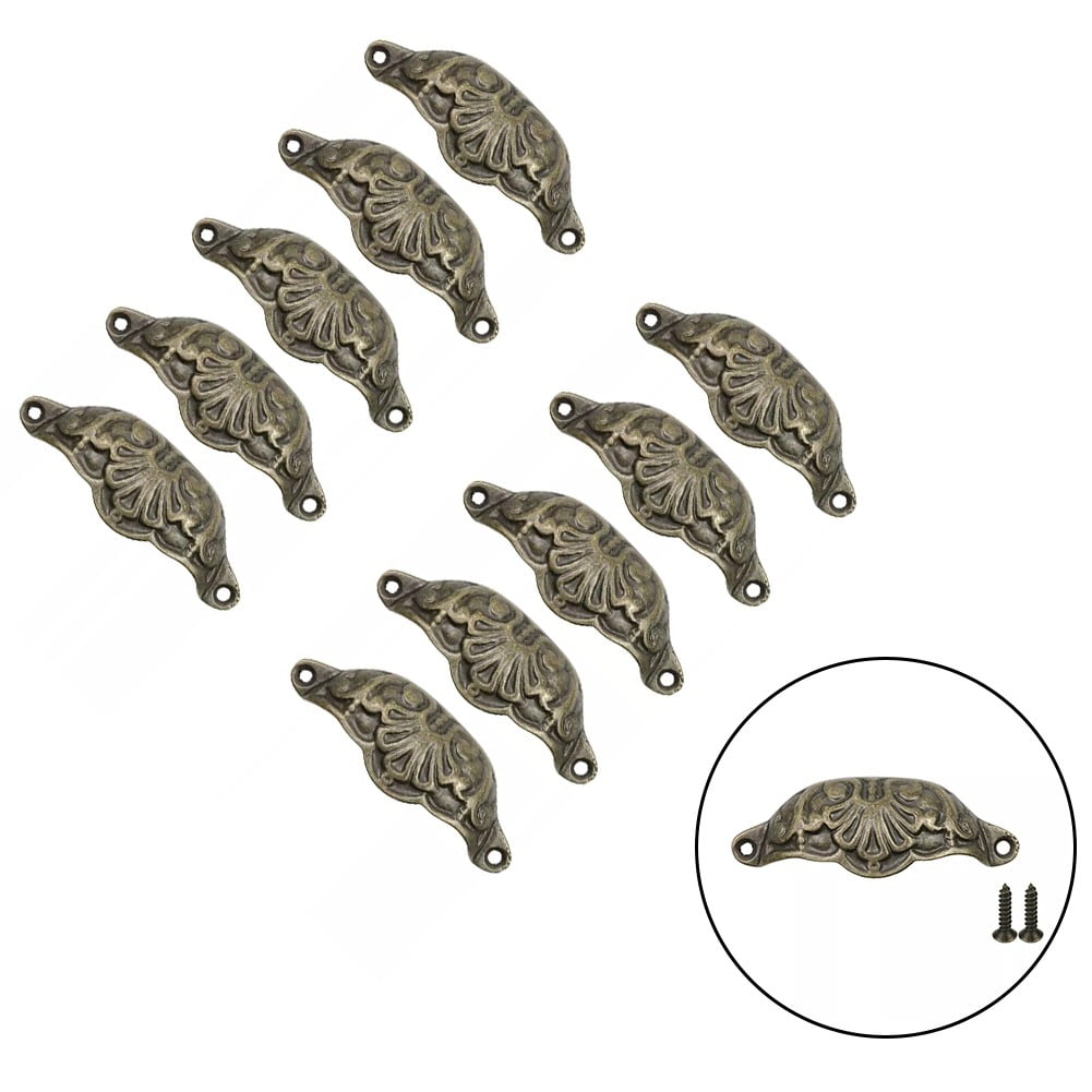 Antique Brass Shell Cup Pull Knobs for Furniture Restoration Pack of 10 - Walmart.com