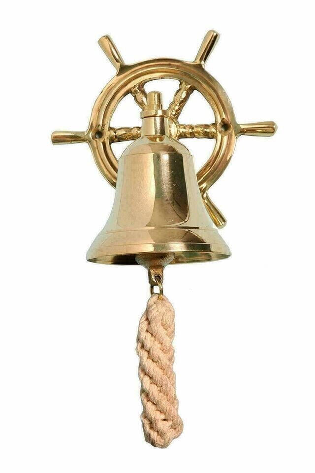 Antique Brass Ship Bell 4" Nautical Hanging Door Bell Wall Mount ...