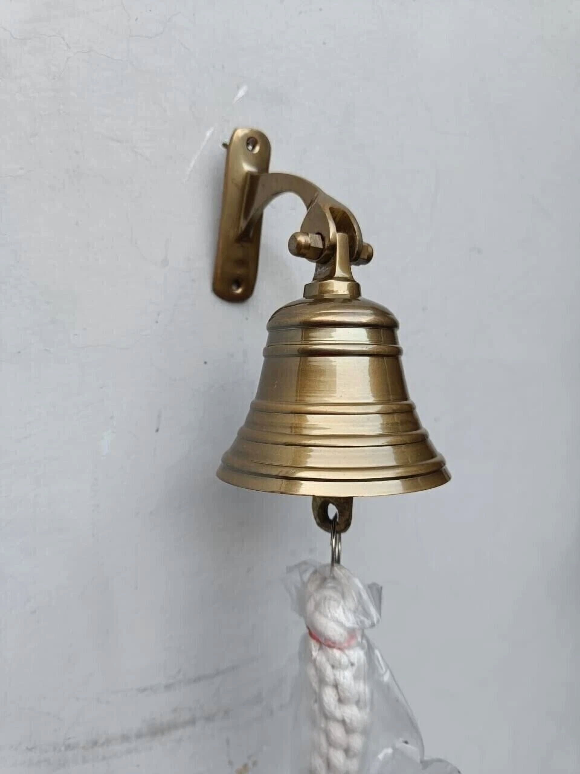 Antique Brass Ship Door Bell – 4" Nautical Hanging Bell with Wall ...