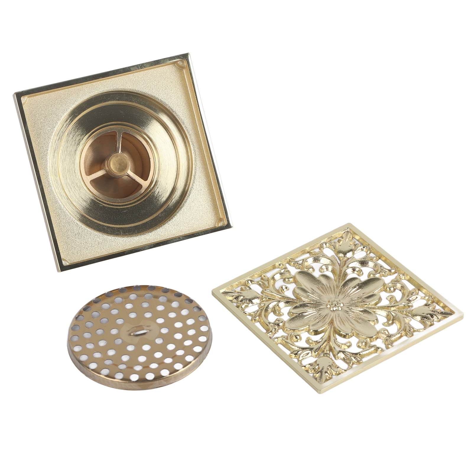 Antique Brass Square Floor Drain with Strainer Bathroom Washroom ...