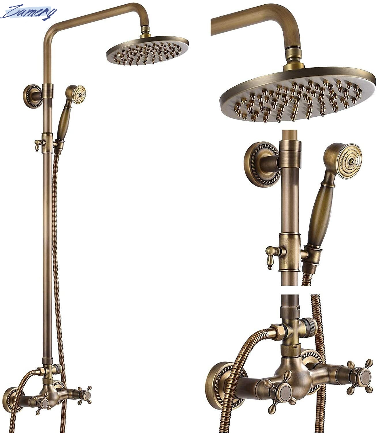 Antique Brass Style Bathroom Shower Set Bathroom Faucet Brass Rainfall ...