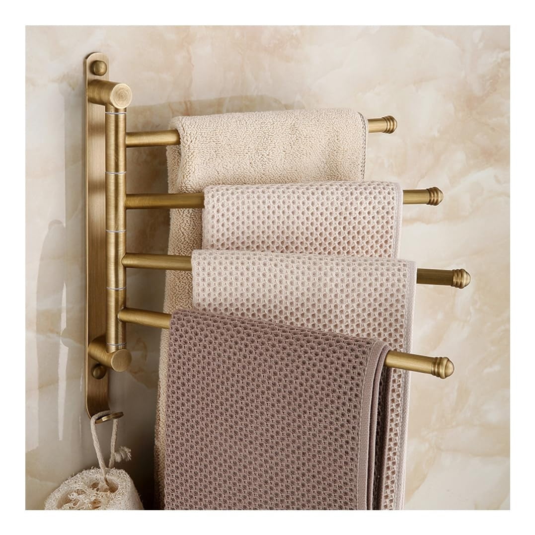 Antique Brass Swivel Towel Rack - Gold Swing Out Bar Space Saving ...