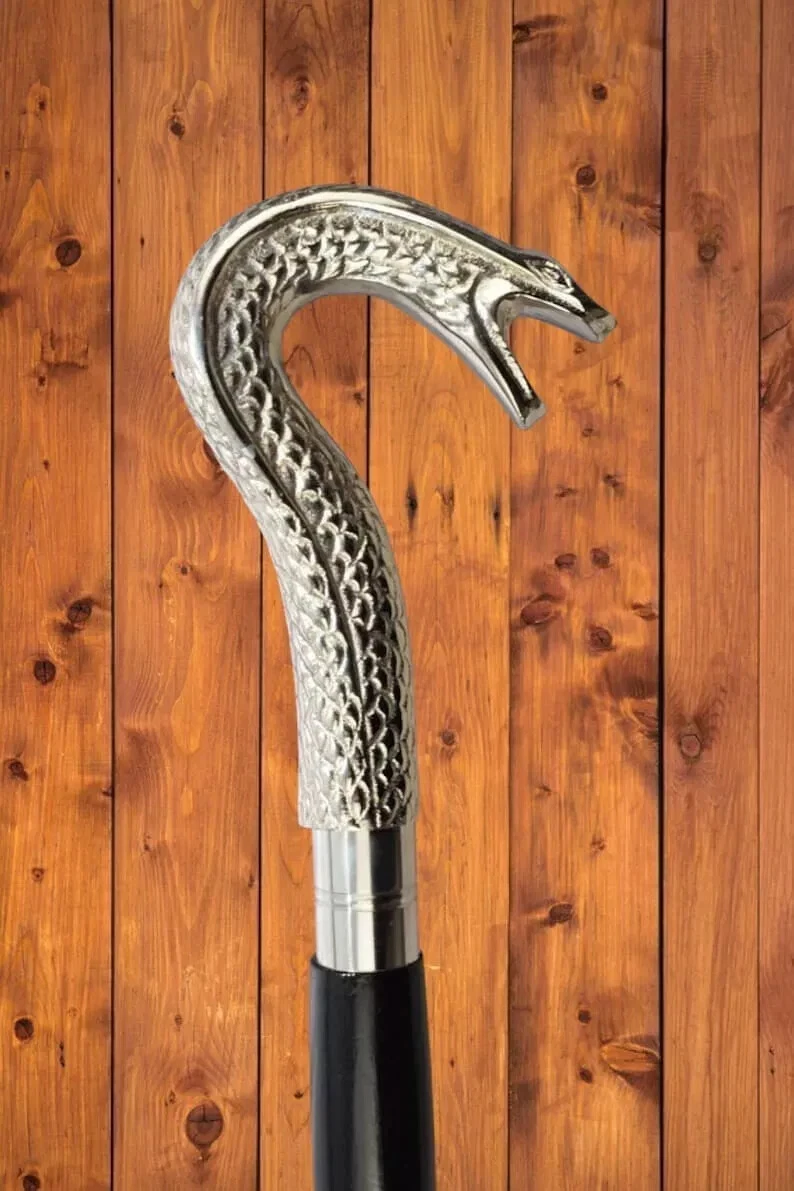 Antique Brass Victorian Designer-Style Handle Wooden Walking Cane ...