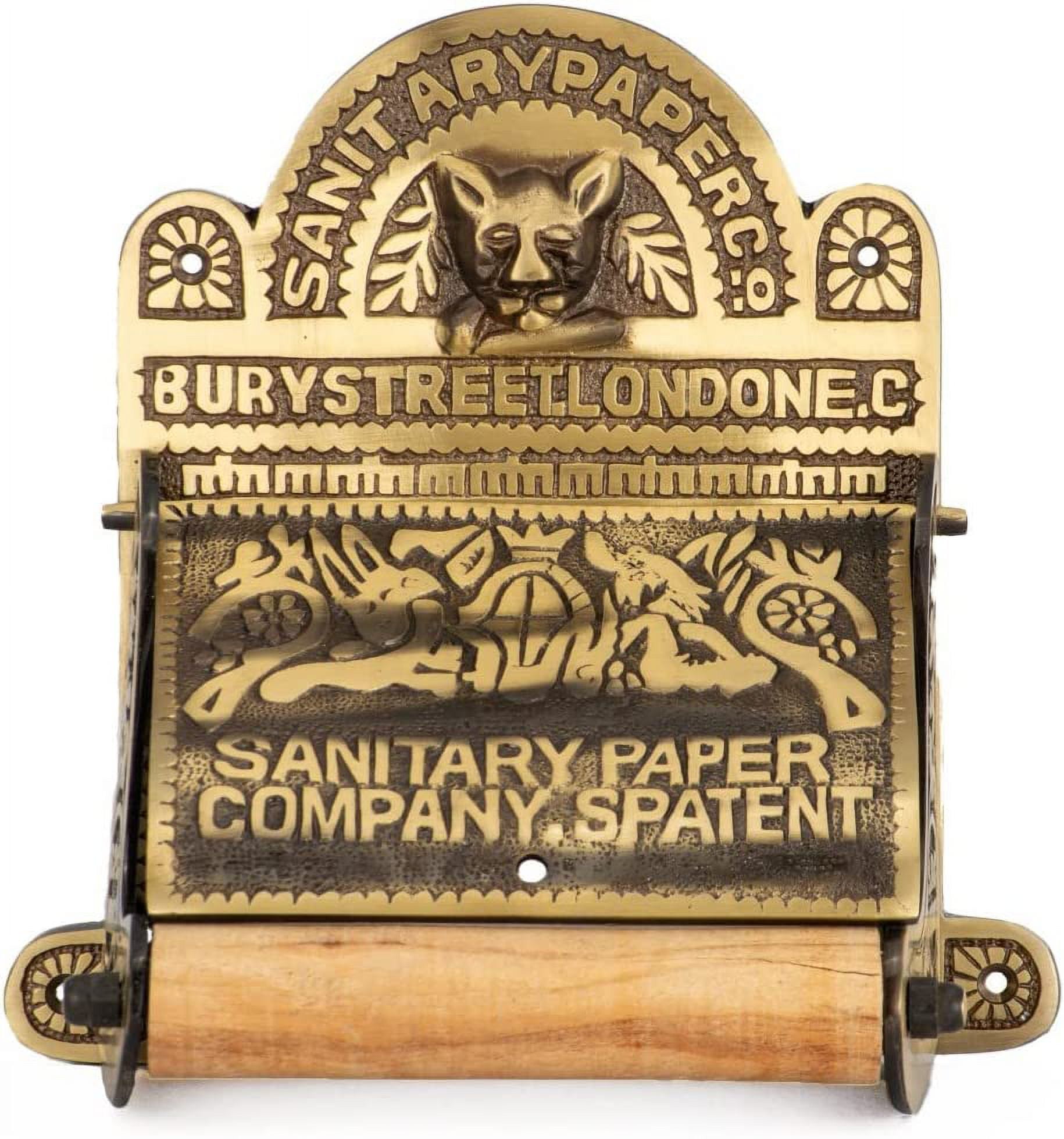 Antique Brass Wall Mount Toilet Tissue Paper Holder 6.9" Wide Victorian ...