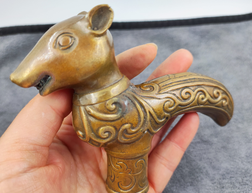 Antique Brass mouse Design Head Handle Only For Wooden Walking Stick ...