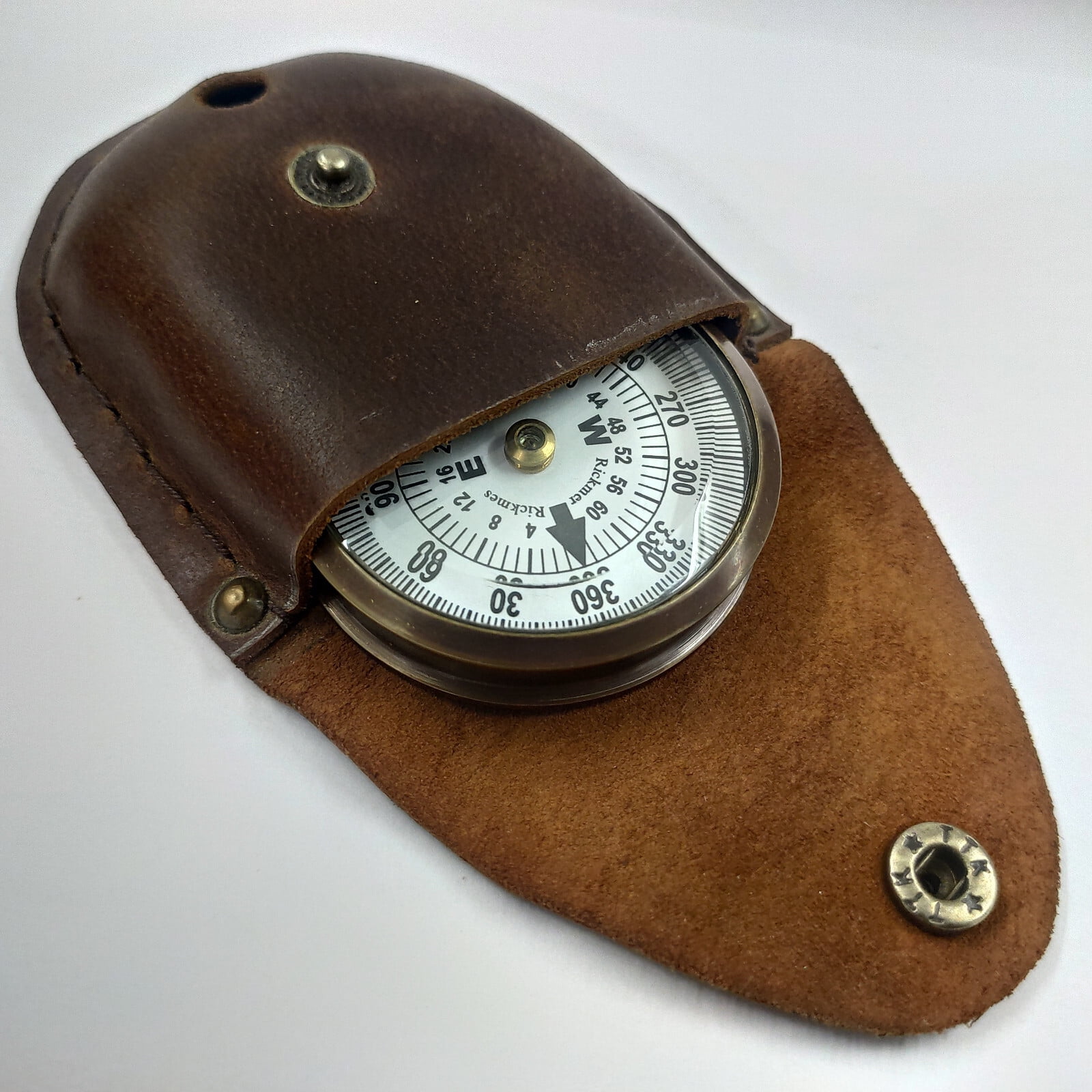 Antique Brass pocket compass nautical with leather case - Walmart.com