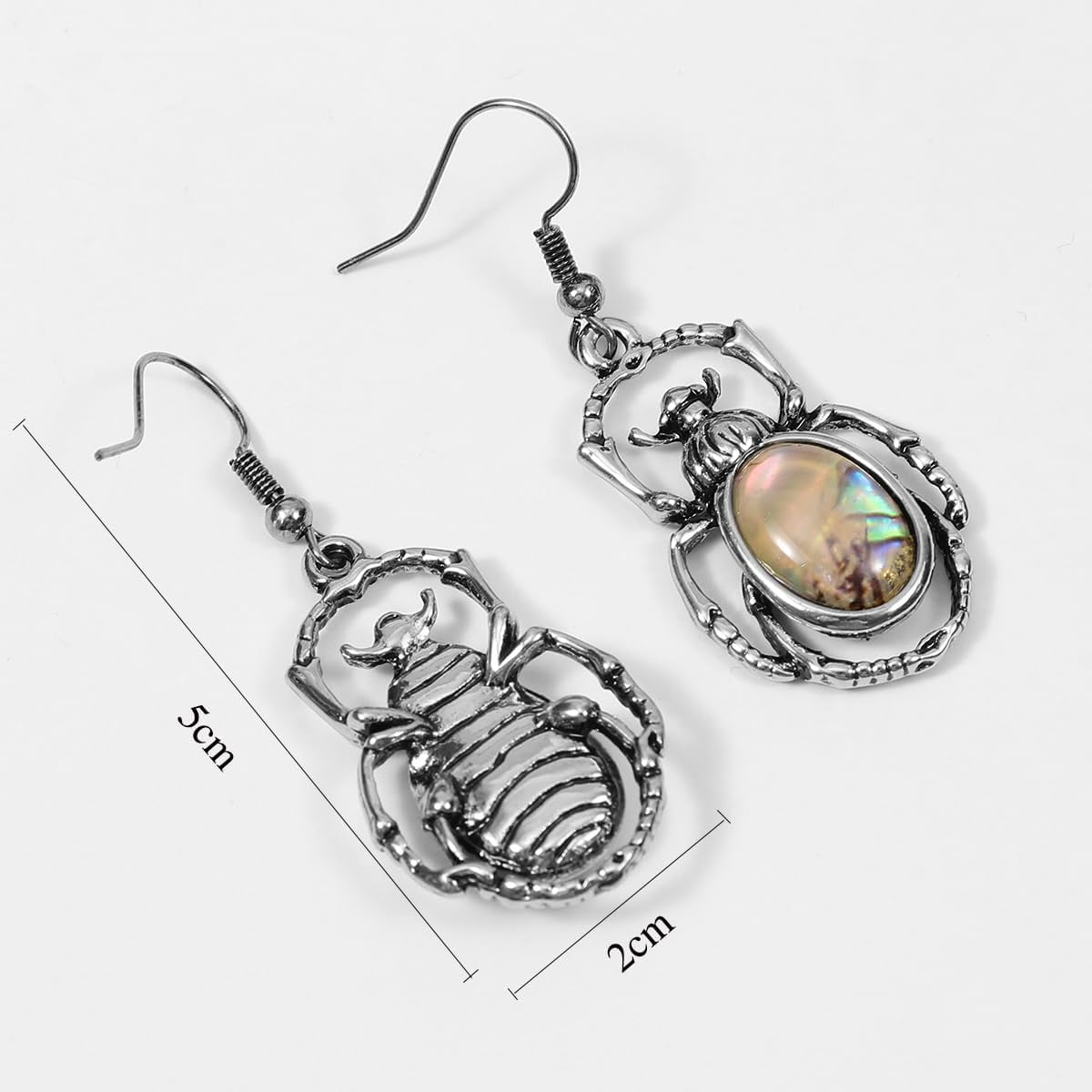 Antique Bronze Abalone Shell Bug Wildlife Necklace Scarab Earring ...