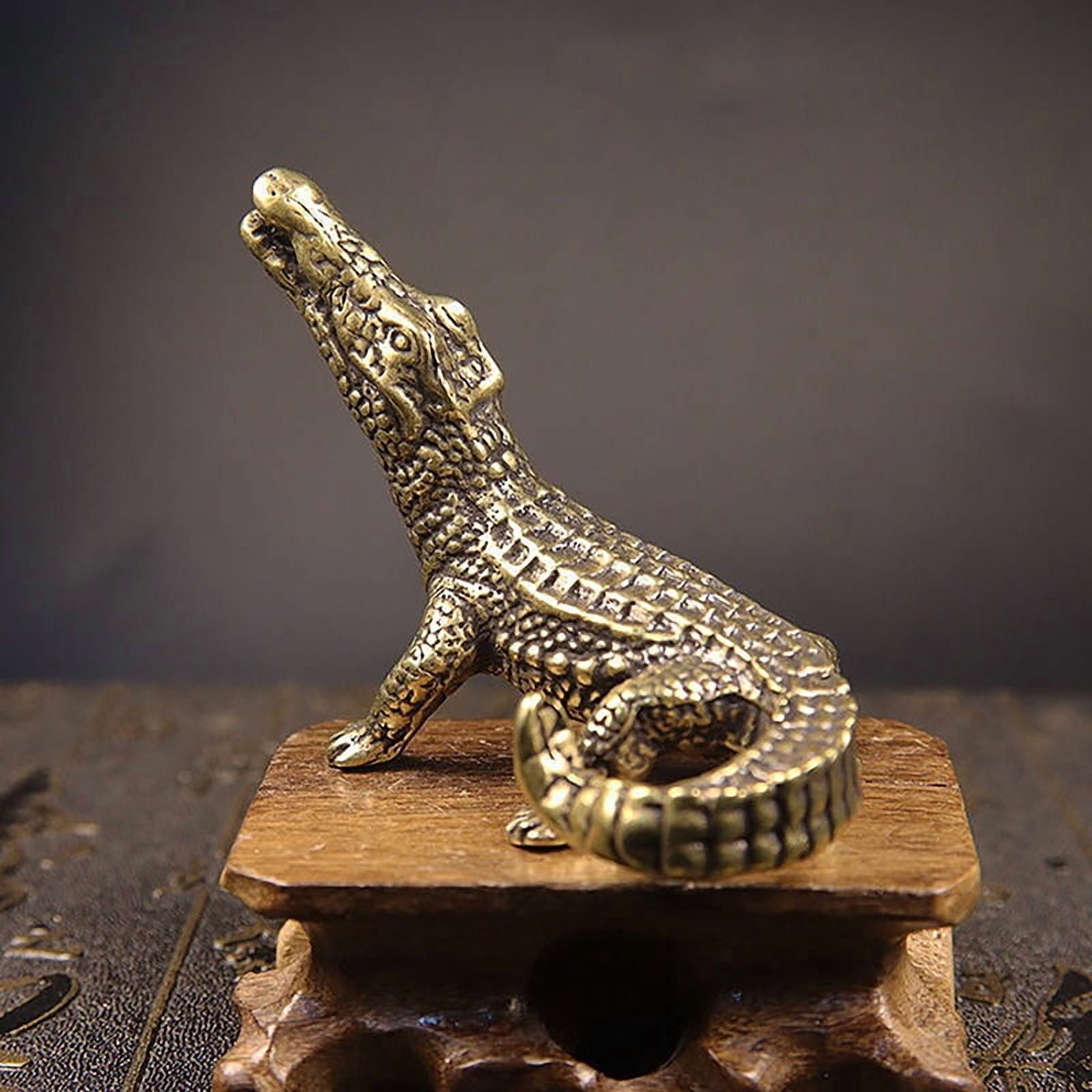Antique Bronze Crocodile Miniature Figurines Vintage Brass Mini ...