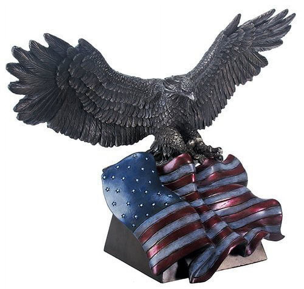Antique Bronze Finish American Eagle with Flag Patriotic Statue ...