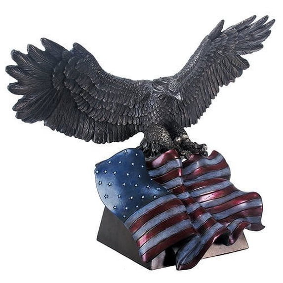 Antique Bronze Finish American Eagle with Flag Patriotic Statue ...
