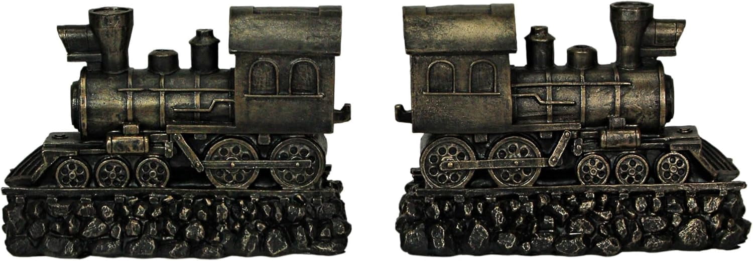 Antique Bronze Finish Steam Locomotive Decorative Bookends Set for ...