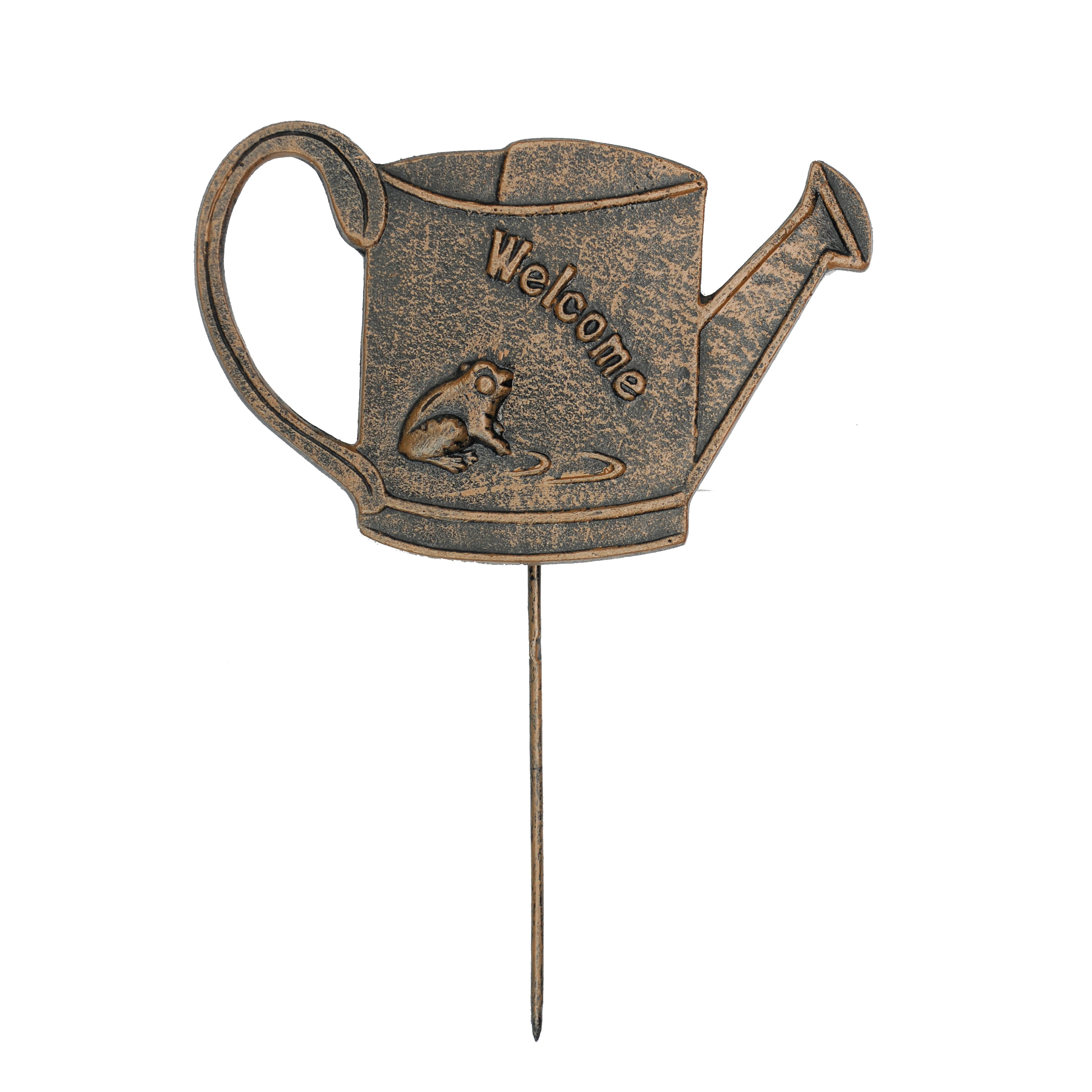 Antique Bronze Metal Garden Marker Welcome Frog - Walmart.com