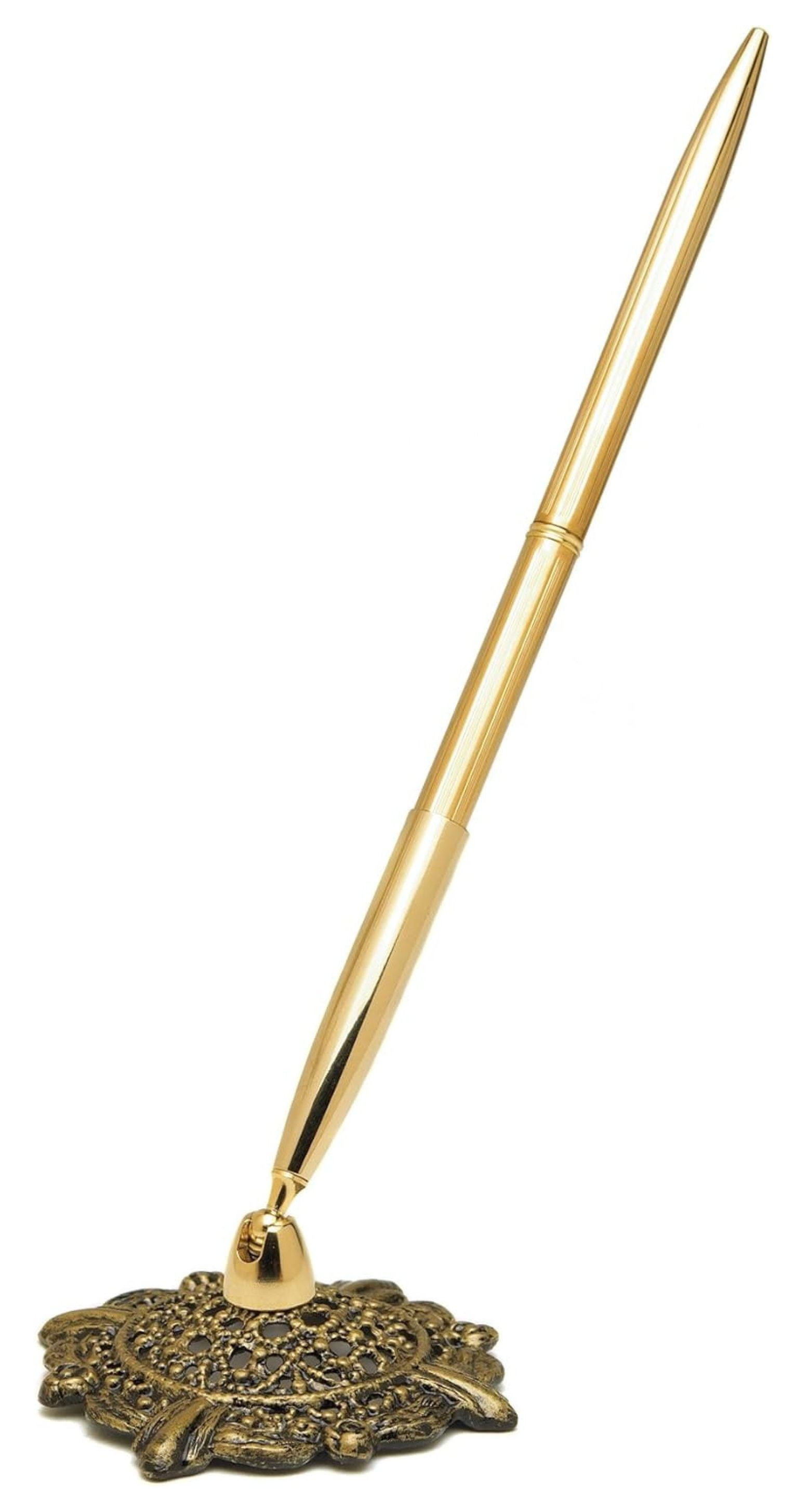 Antique Bronze Pen Set with Filigree Base - 9" Decorative Writing Pen ...