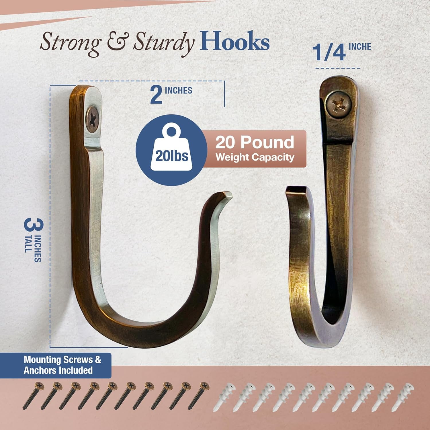 Antique Bronze Railroad Spike Cast Iron Hooks (10 Pack) Handmade ...