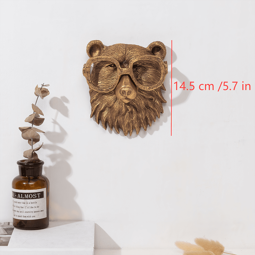 Antique Bronze Resin Animal Pendant Golden Deer Head Wall Storage Hook ...