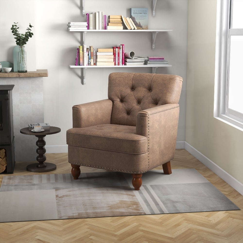 Antique Brown Hengming Living leisure Upholstered Fabric Chair ...