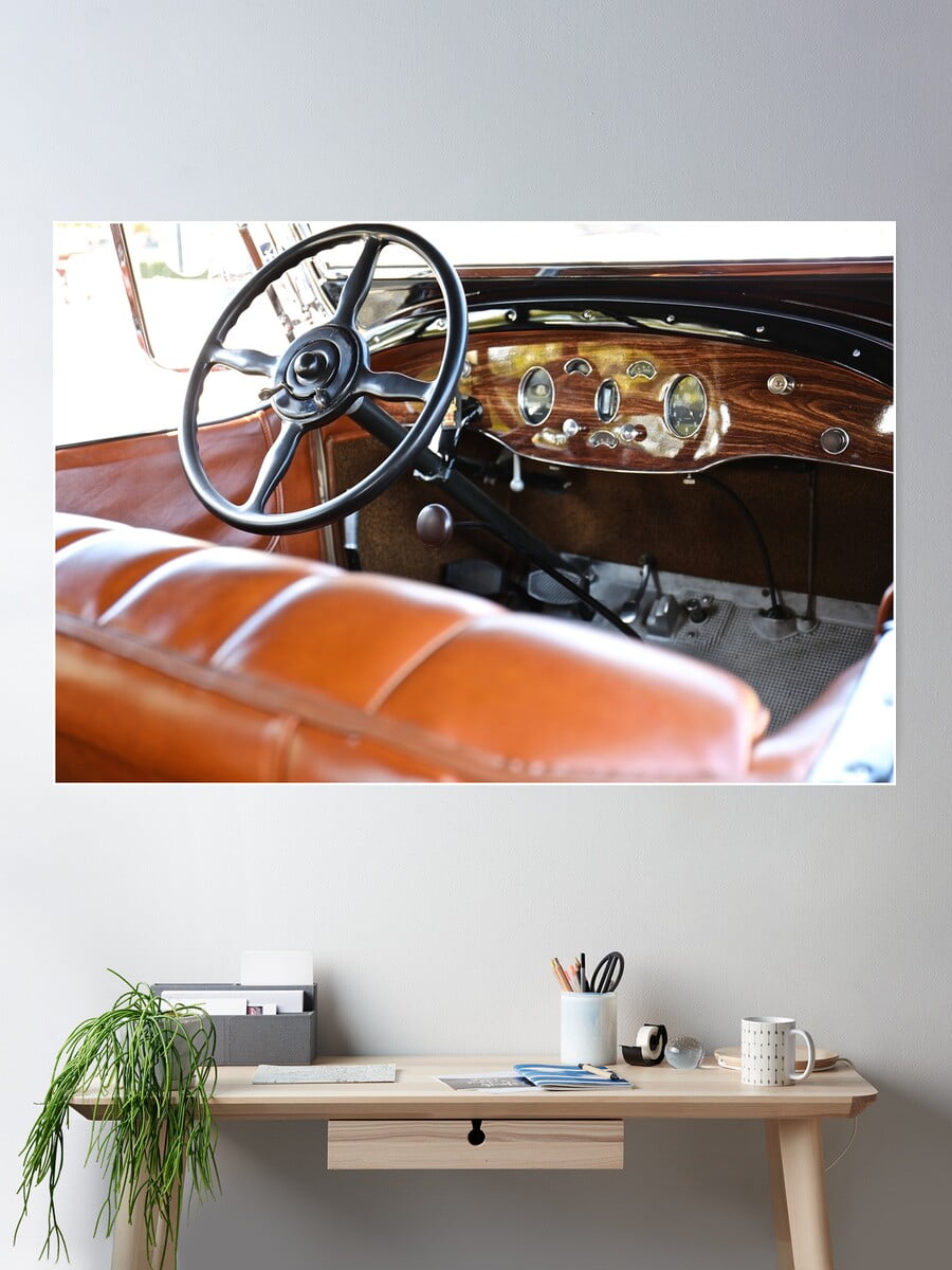 Antique Car Dashboard Poster Wall Art, Modern Wall Decor For Living ...