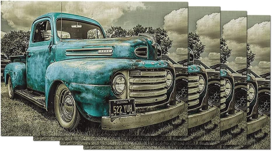 Antique Car Placemats Old Truck Car Decor Heat Resistant Dining Table ...