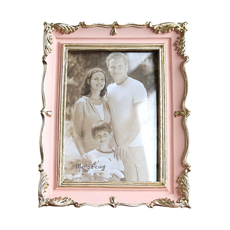 Antique Carved Resin Picture Frame With Stand Golden Flowers Trim Photo ...