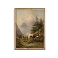 Antique Cattle Poster Rustic Mountain Landscape, Cows & Goats Unframed ...