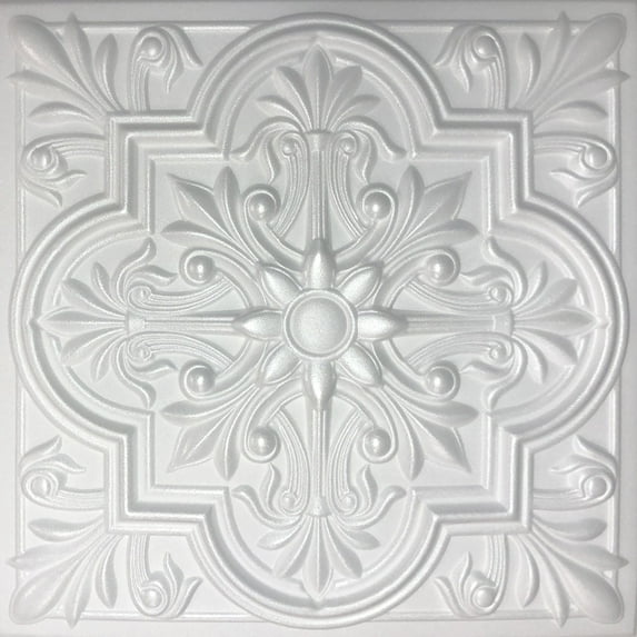 Regal White Styrofoam Ceiling Tiles, Package of 8, Decorative Foam Glue ...