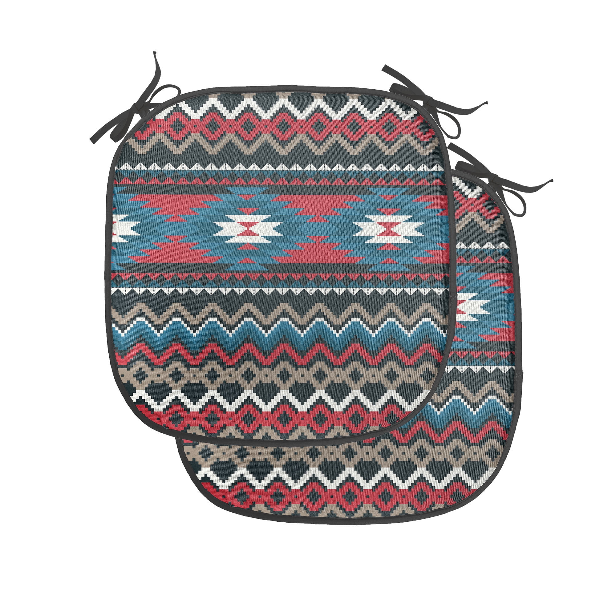 Antique Chair Seating Cushion Set of 4, Prehistoric Style Folkloric ...