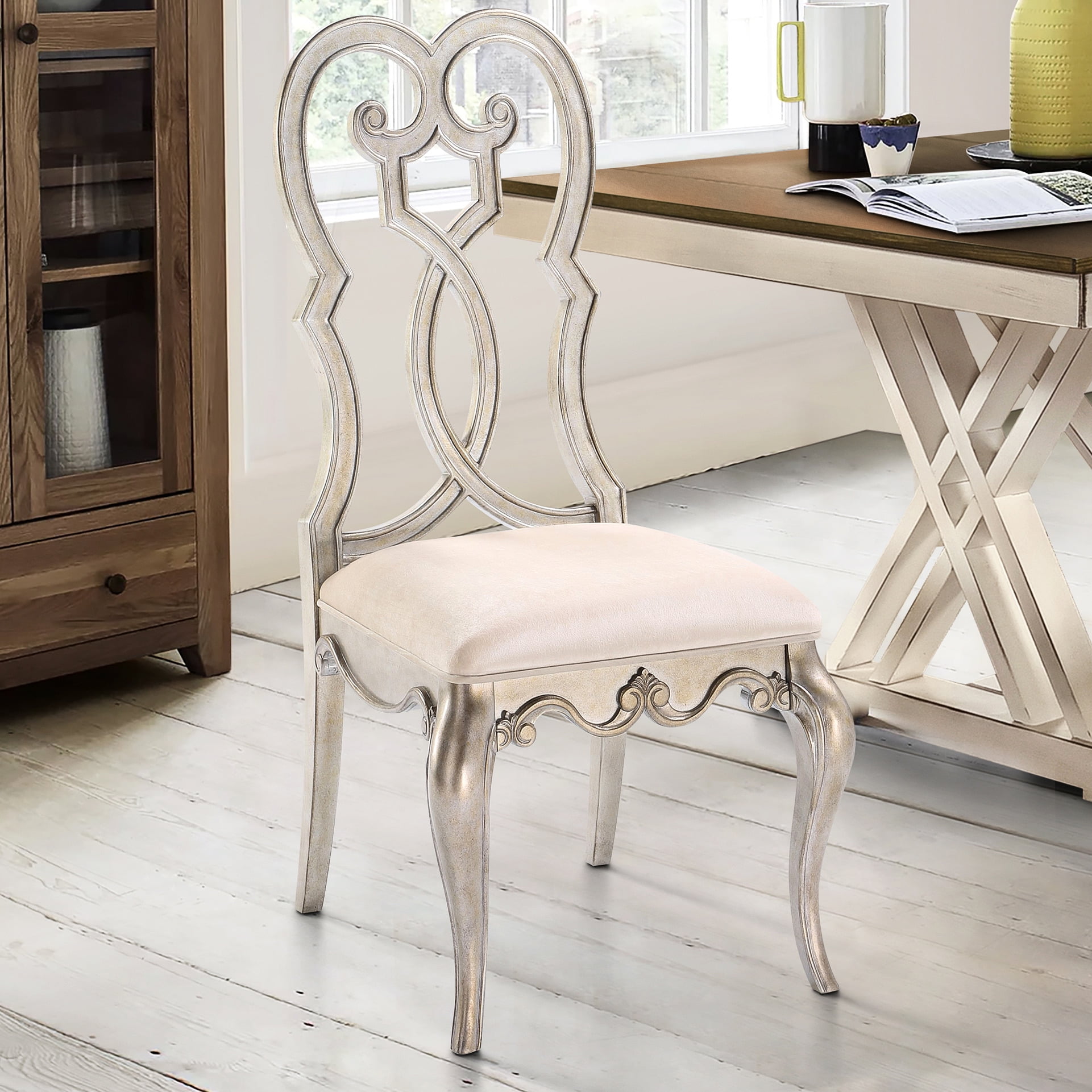 And Antique Champagne Side Chairs (pair), Classic Queen Back, Foam Seat ...