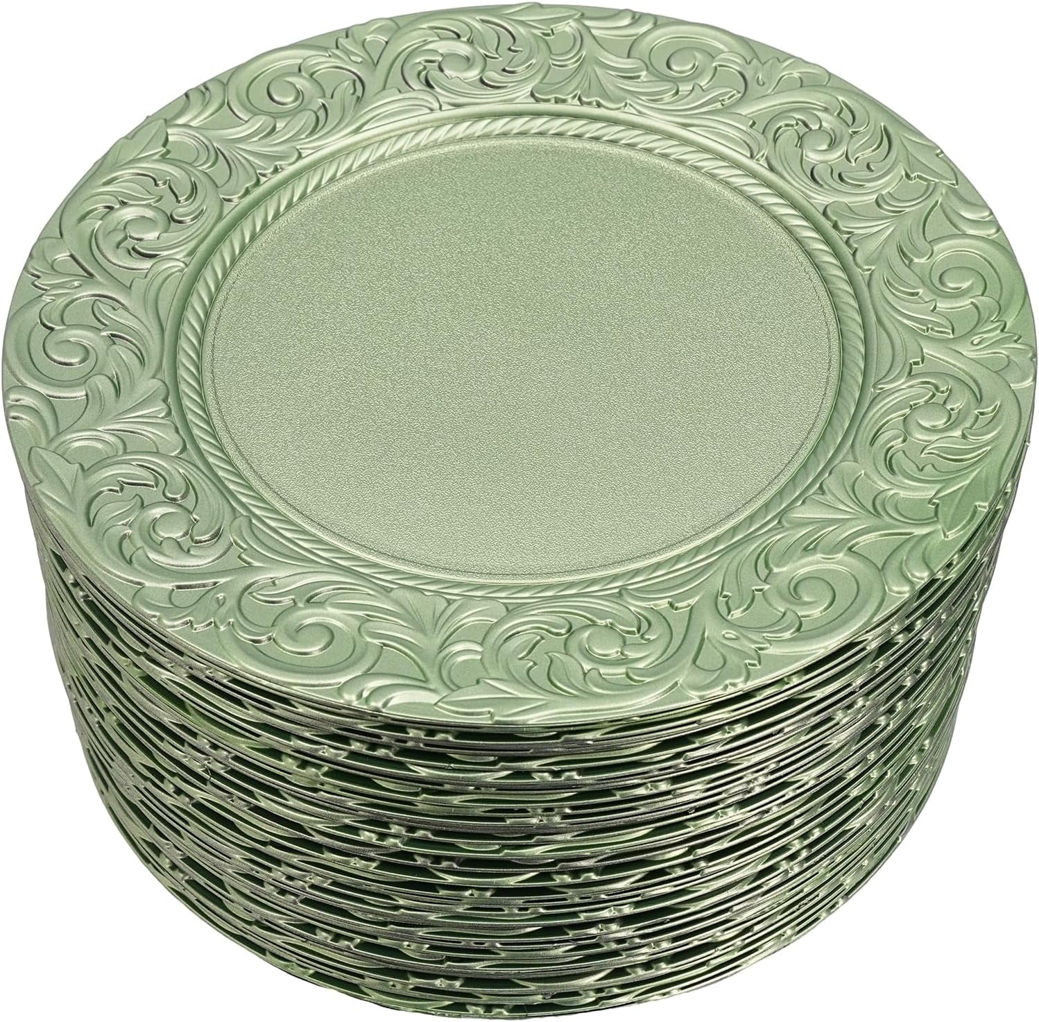 Antique Charger Plates Set, 100 Pcs 13in Plastic Embossed Dinner Plate ...