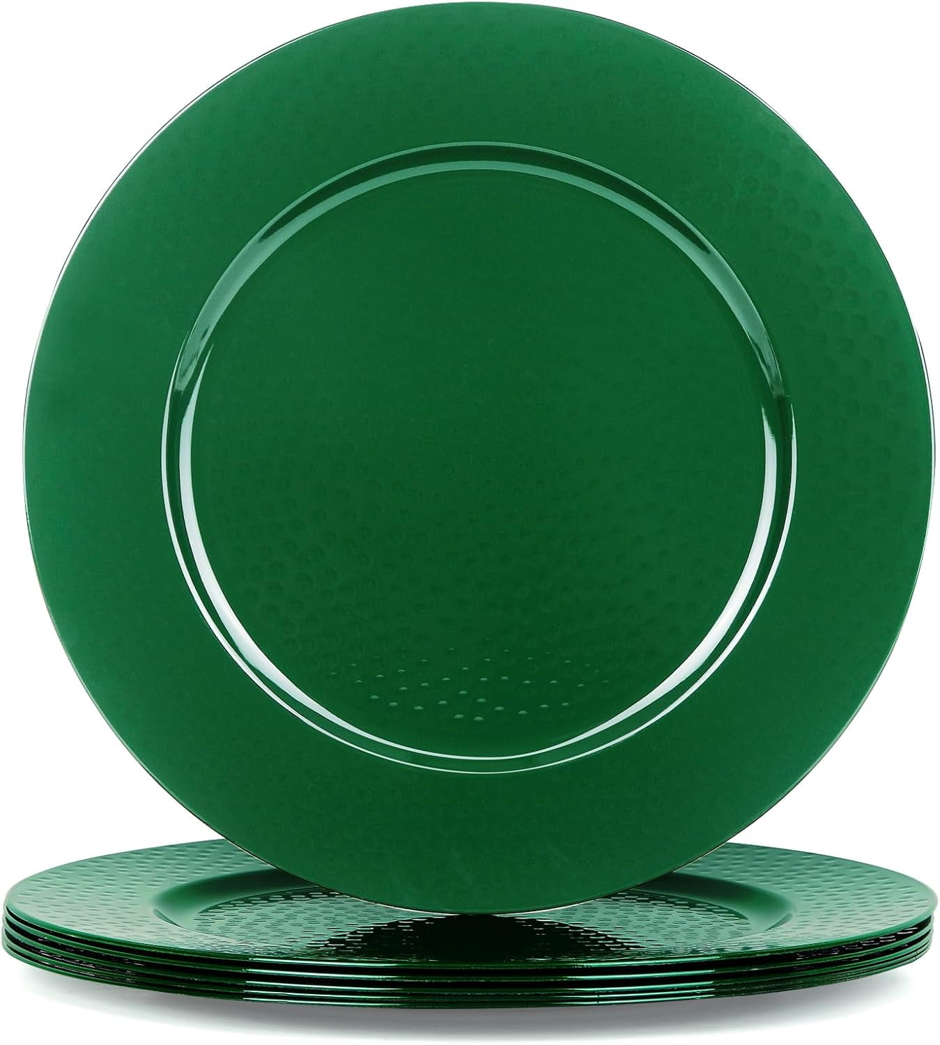 Antique Charger Plates, Set of 6 Plastic Embossed, Green Charger Plate ...