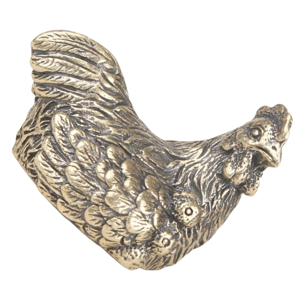 Antique Chicken Statue Sculpture Small Brass Hen Decoration for Desktop ...