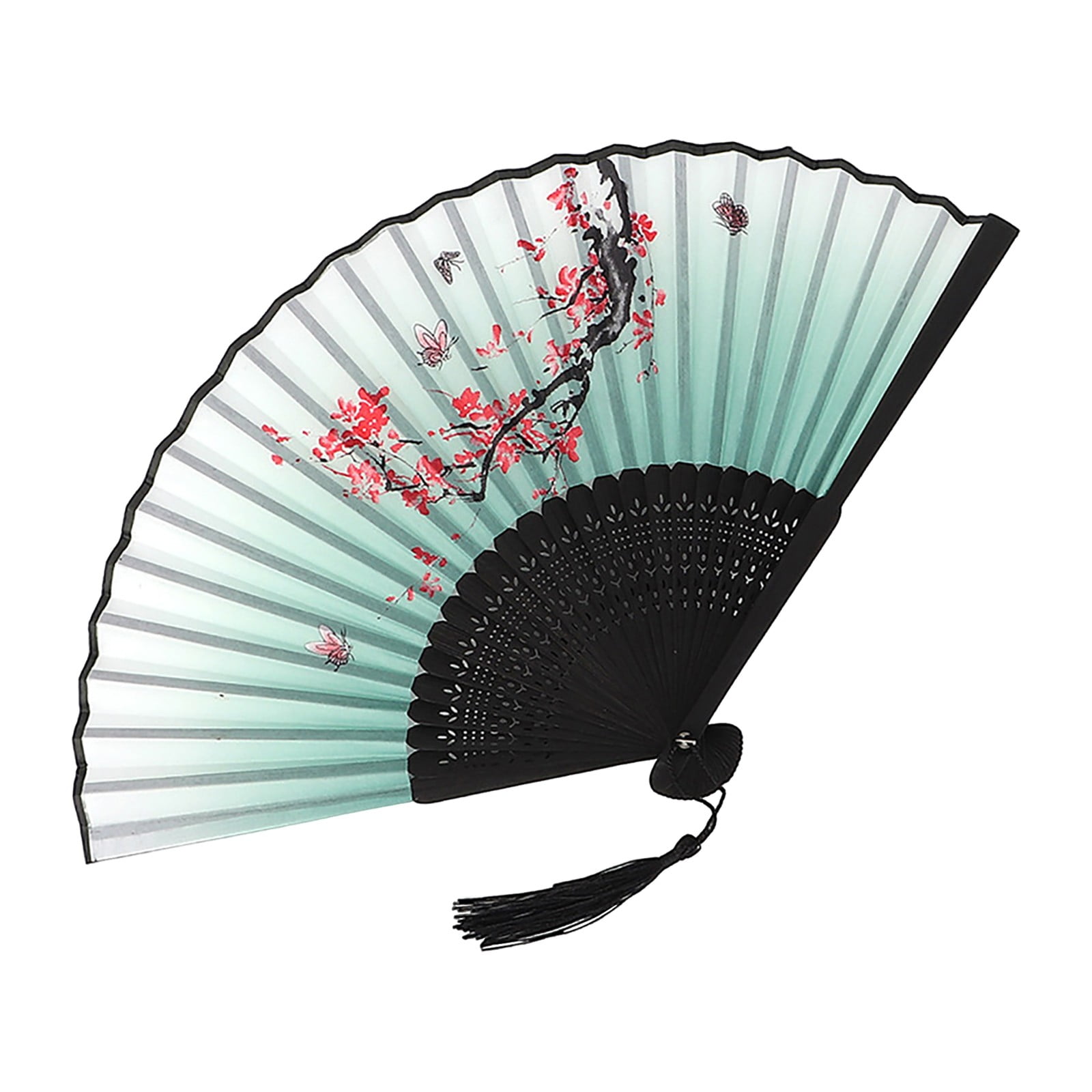 Antique Chinese Bamboo Fan, Handcrafted Vintage Folding Dance Fan for ...