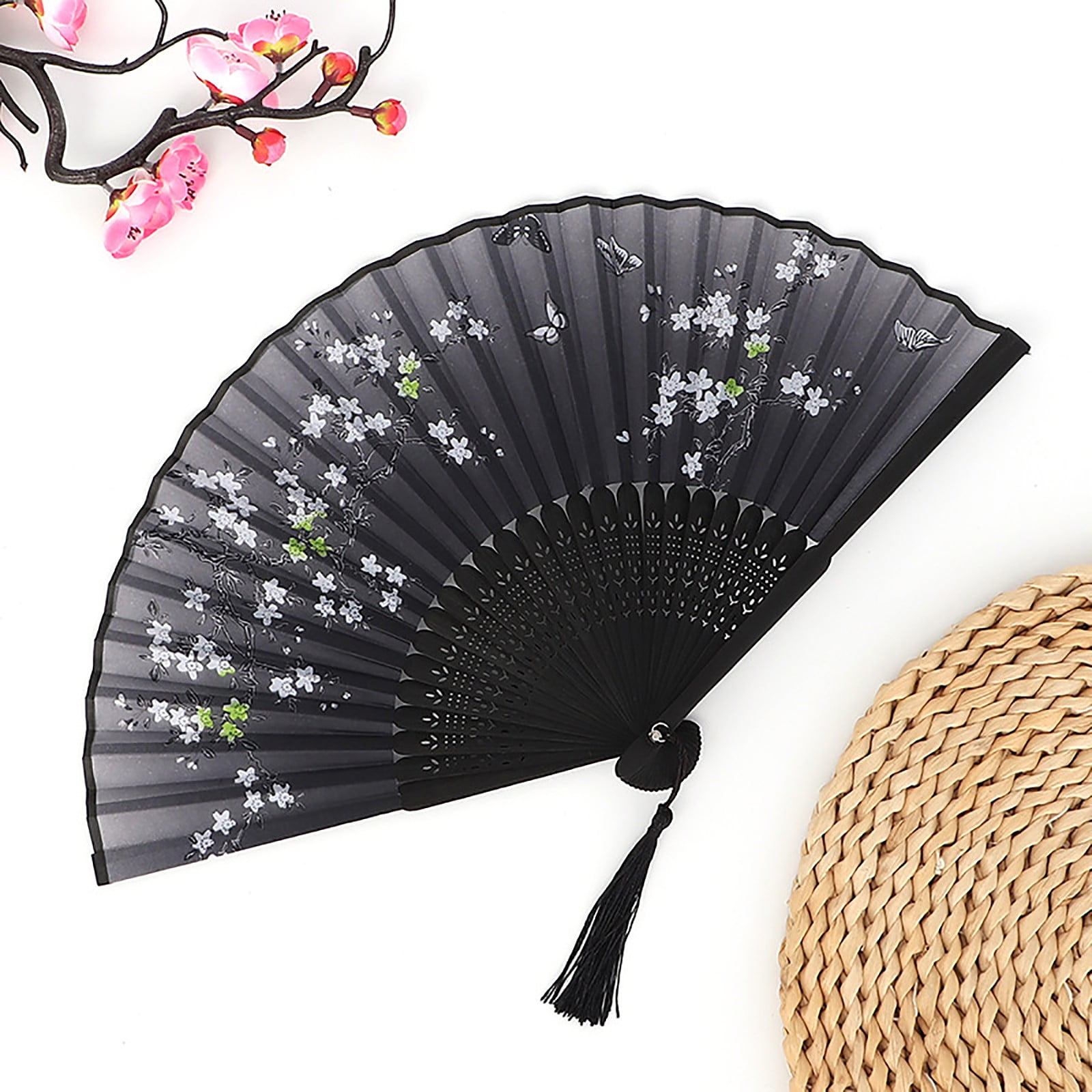 Antique Chinese Folding Dance Fan, Lightweight Durable Material With ...