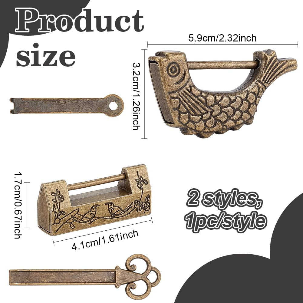 Antique Chinese Padlock Decorative Vintage Lock and Key Magpie Flower ...