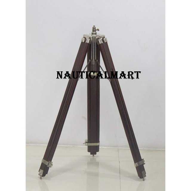 Antique Chrome Finish Wooden Lamp Stand Floor Tripod Adjustable Vintage ...
