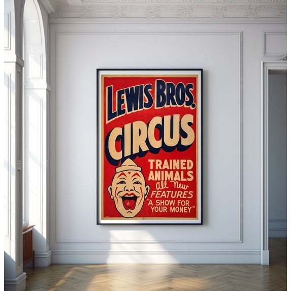 Antique Circus Circus Illustration Vintage Circus Clown Lewis Bros Art ...