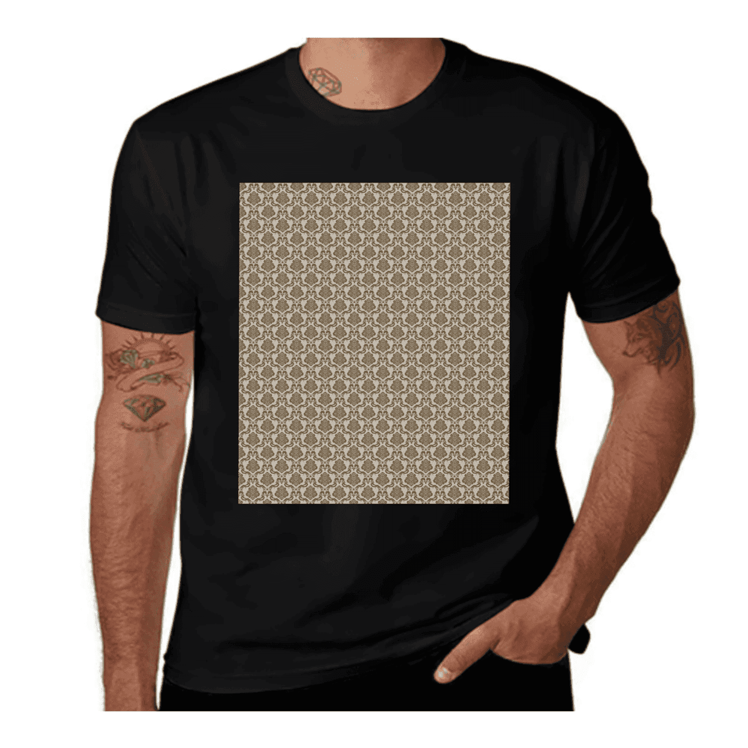 Antique Classical Curves-Damask-Sepia-Cream Casual Streetwea Everyday ...