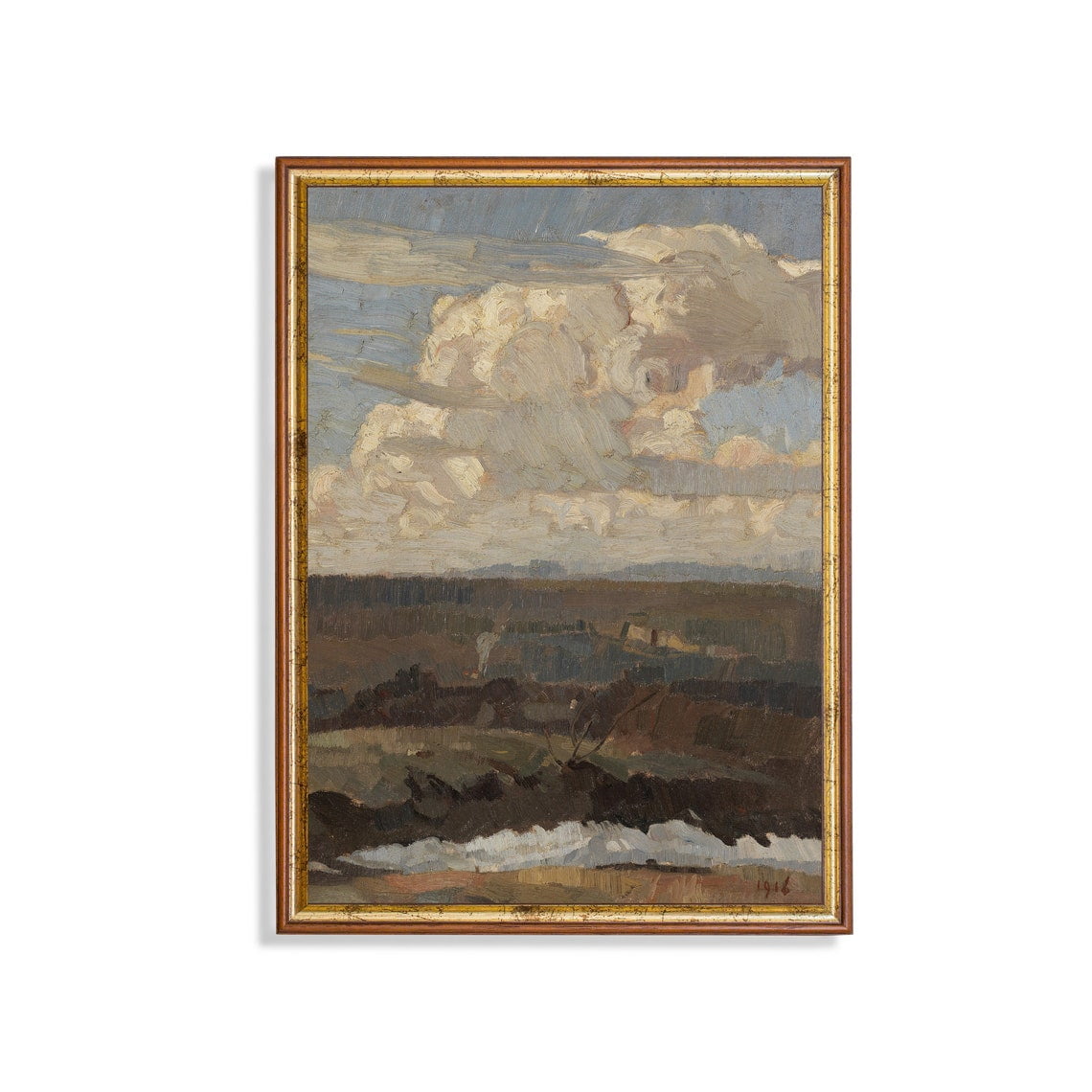 Antique Cloudscape Impressionist Sky, Rustic Countryside Unframed Paper ...