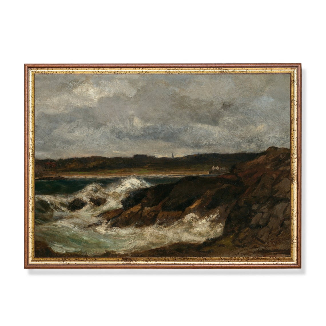 Antique Coastal Seascape 19Th Century Ocean Waves UNFRAMED Poster ...